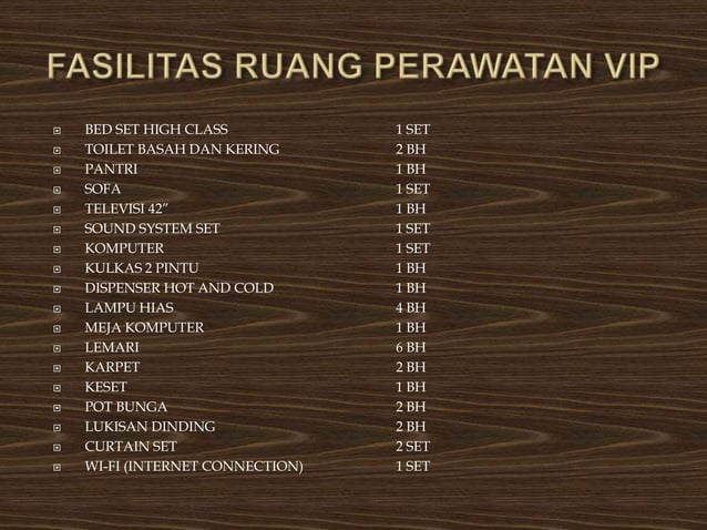 Perencanaan ruang rawat inap vip dan vvip rumah sakit | PPTX
