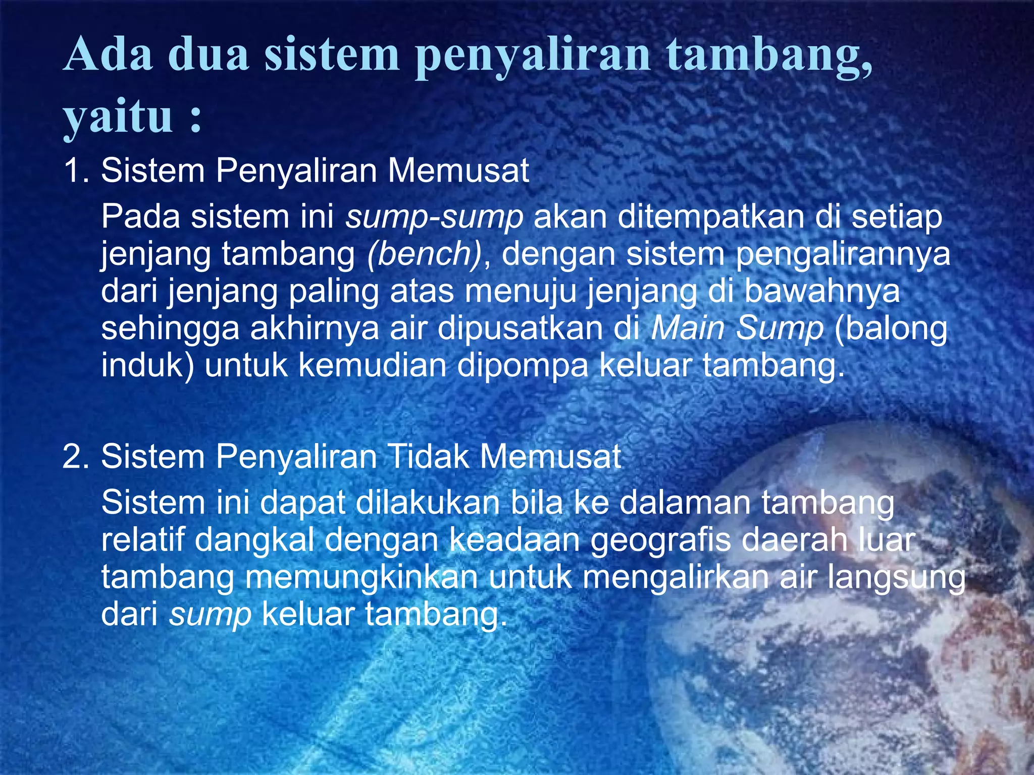 Perencanaan sistem penyaliran tambang | PPT