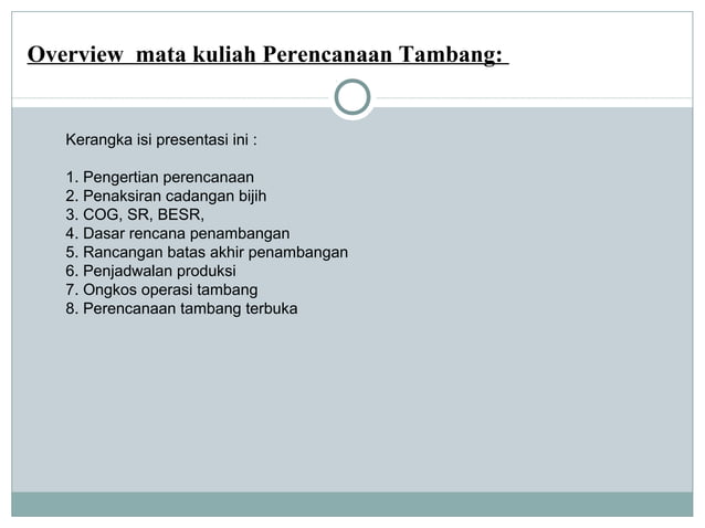Perencanaan tambang | PPT