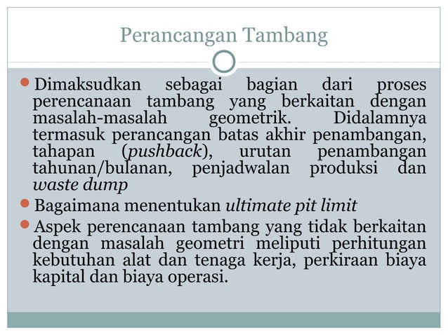 Perencanaan tambang | PPT