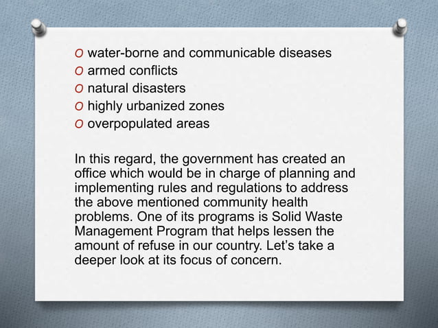 Perennial community health problem | PPTX | Environmental Services ...