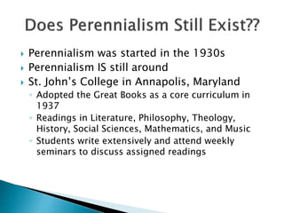 Perennialism theory of education | PPTX