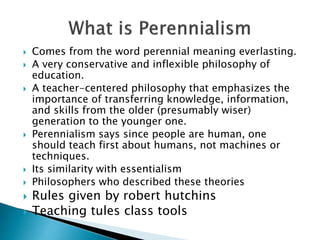Perennialism theory of education | PPT