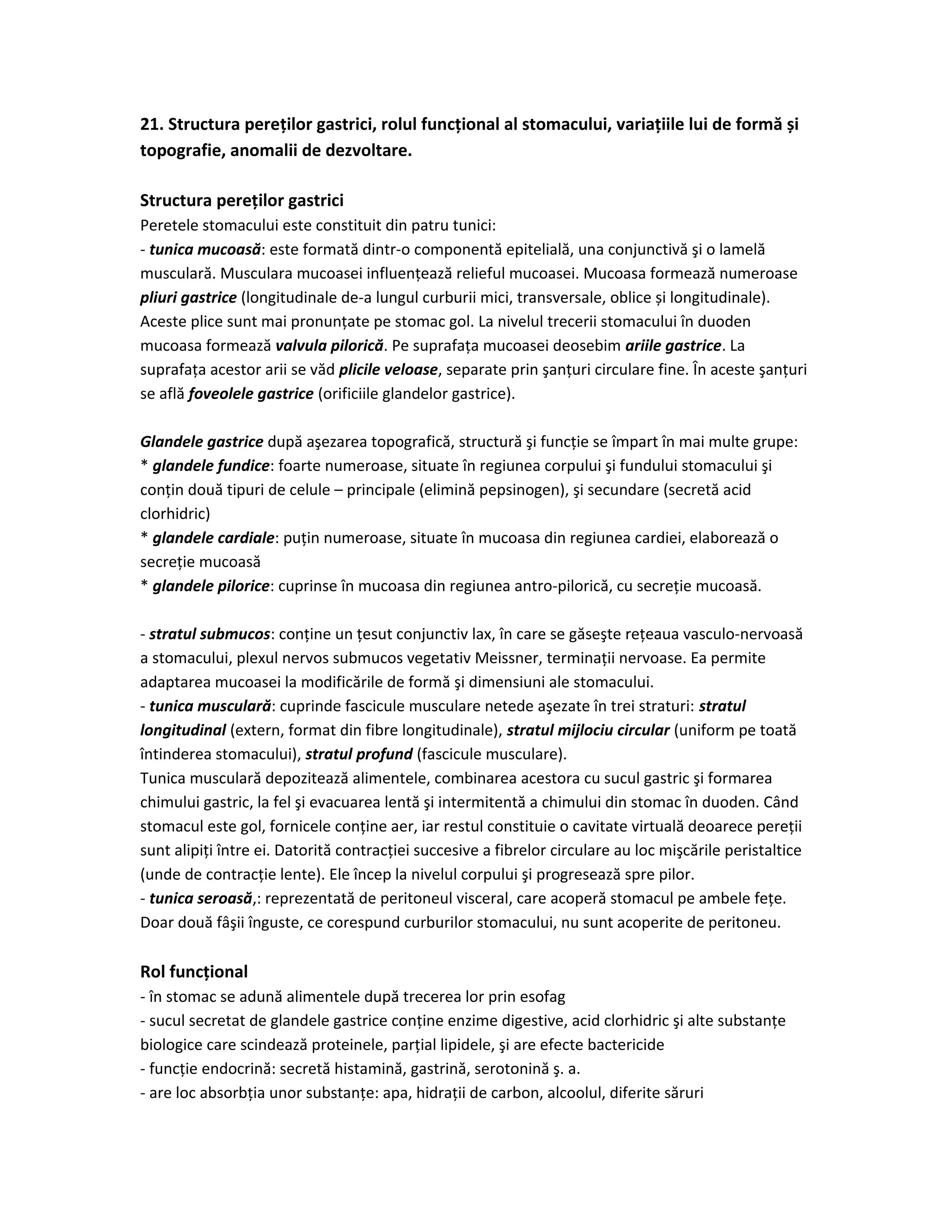 Anatomie: structura pereților gastrici | RTF