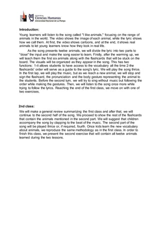 Practical N° 2 - Lesson plan: The animal song for kids | DOC