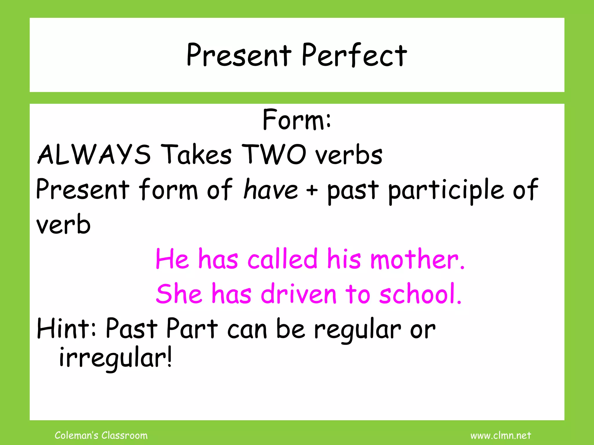 Verbs Perfect Tense | PPTX