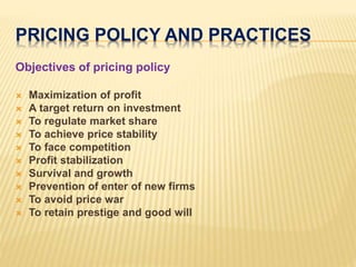 pricing theory and procedure, pricing policies and practices | PPTX