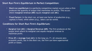 Perfect Competition market & firm's equilibrium in short run & long run ...