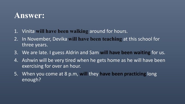 Perfect Continuous Tense Sutherland example | PPT