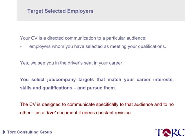 Brand Building CVs | PPT | Resume Writing and Advice | Job Search