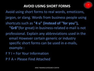 PERFECT E-MAIL GETTING A JOB = ARISE ROBY | PPSX