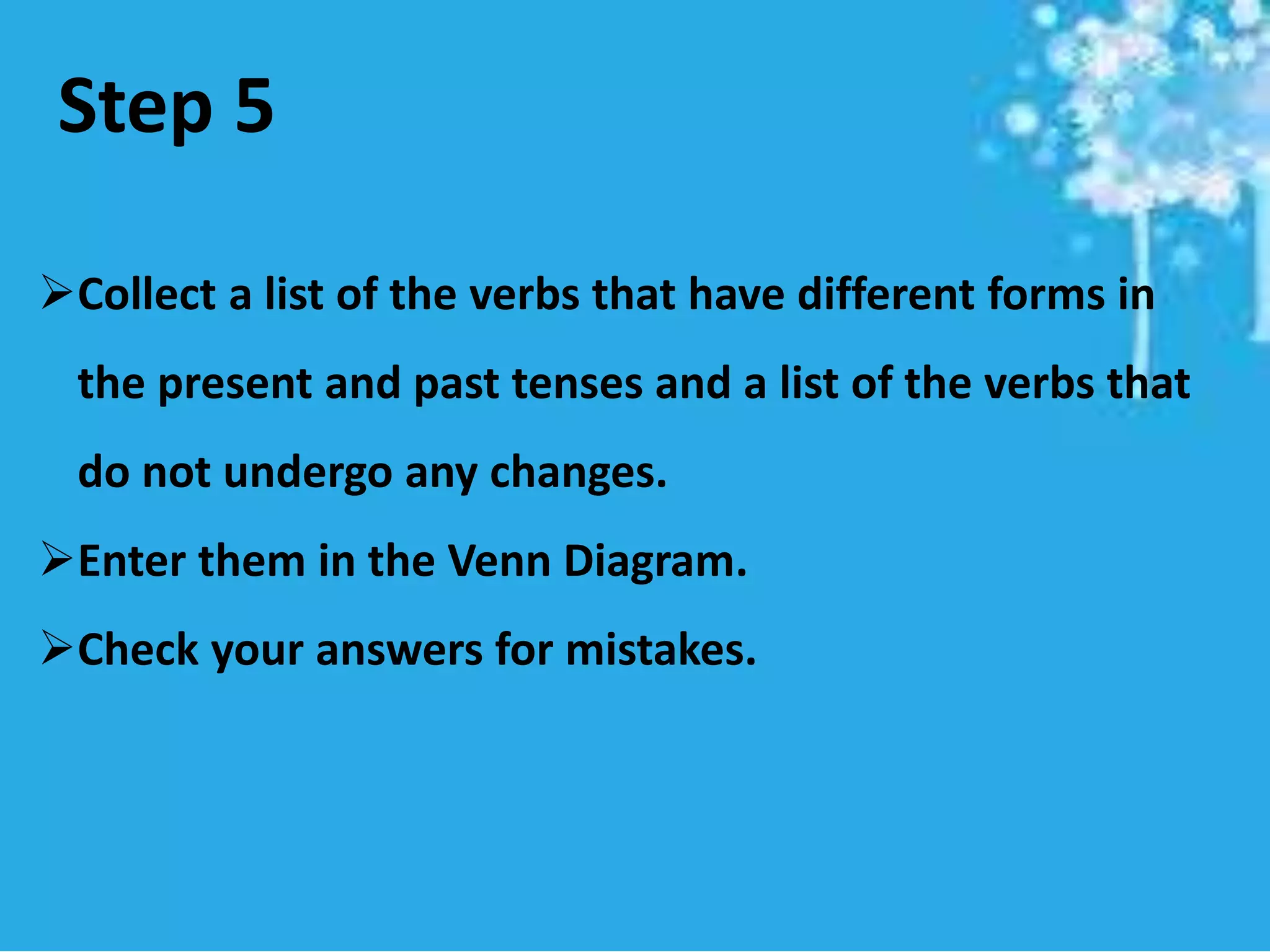 Perfecting the past tense with venn diagrams | PPT