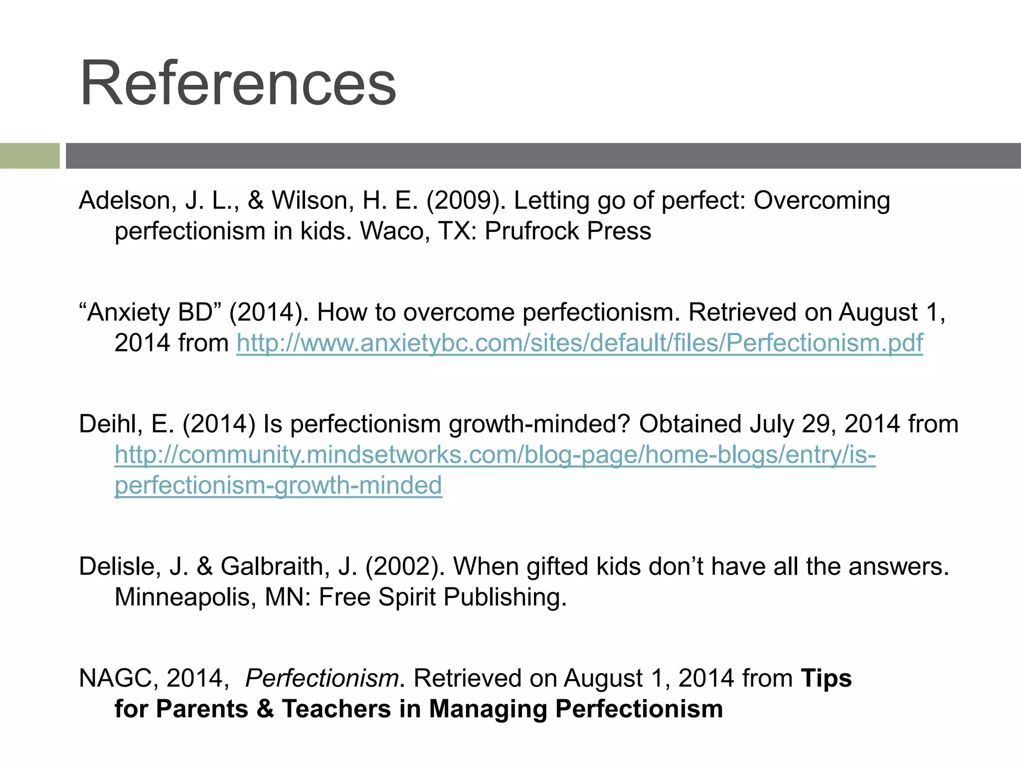 Perfectionism vs excellence | PPTX