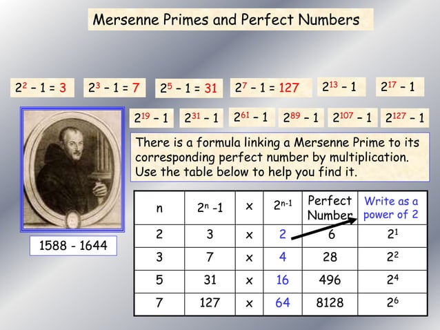 Perfect numbers and mersenne primes | PPTX