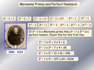 Perfect numbers and mersenne primes | PPTX