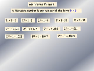 Perfect numbers and mersenne primes | PPTX