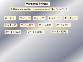 Perfect numbers and mersenne primes | PPTX