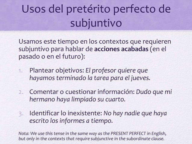 Perfecto y pluscuamperfecto de subjuntivo | PPTX