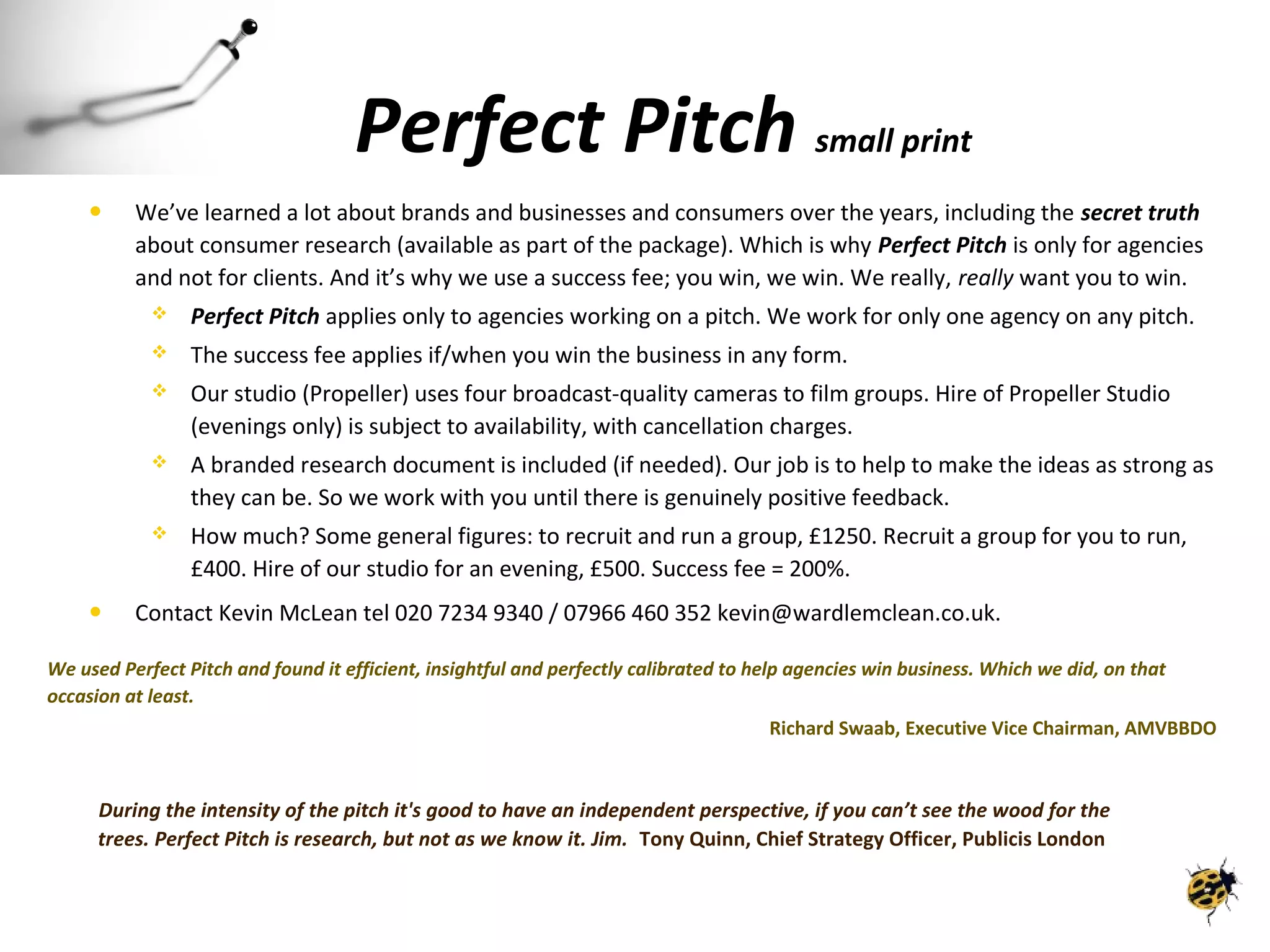 Perfect pitch: using research to help win creative pitches | PPT