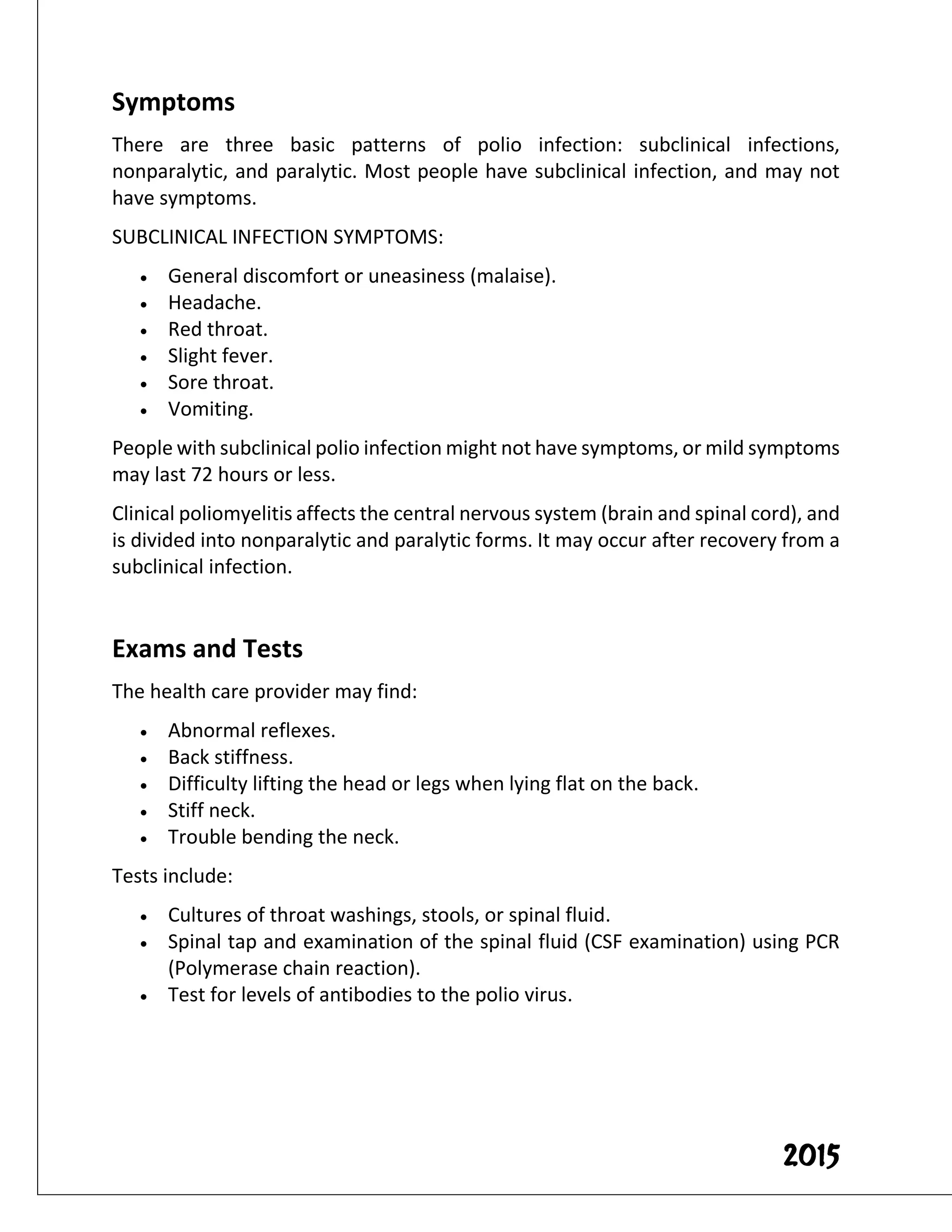 Poliomyelitis (2015) | PDF