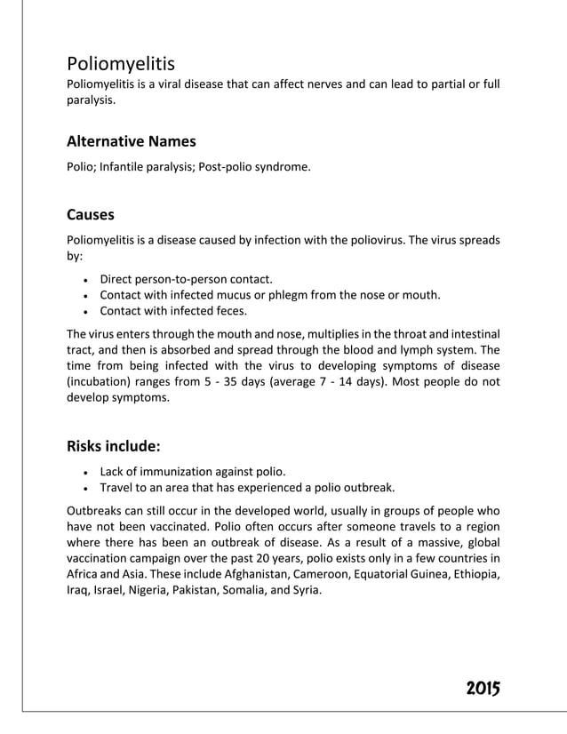 Poliomyelitis (2015) | PDF