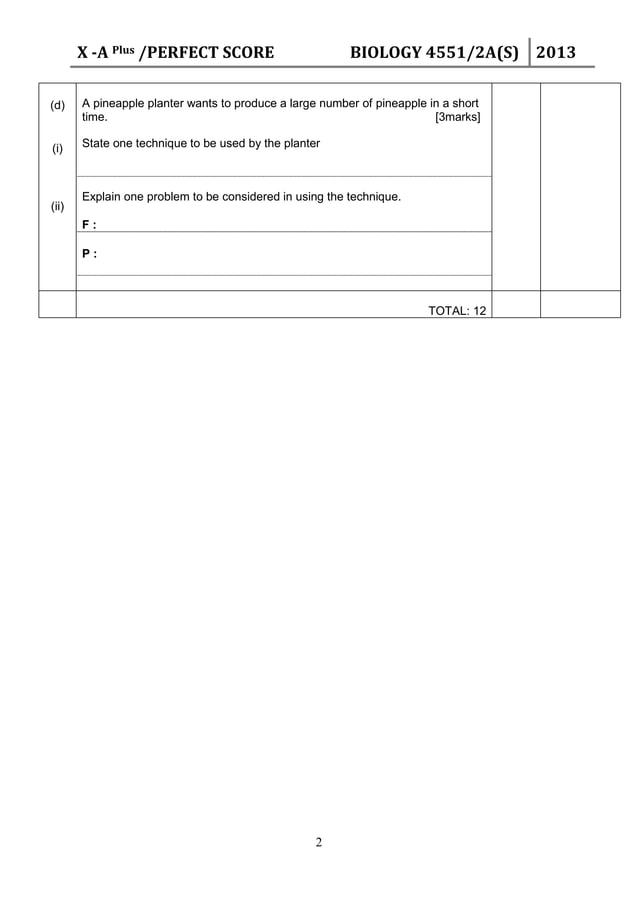 Perfect score biology 2013 | PDF