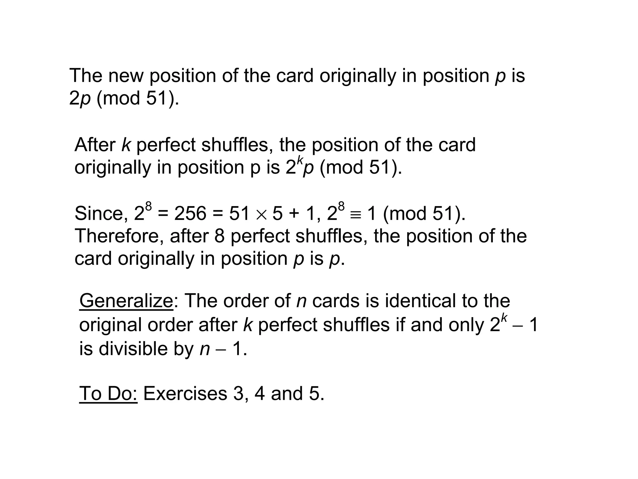 Perfect shuffles | PPT