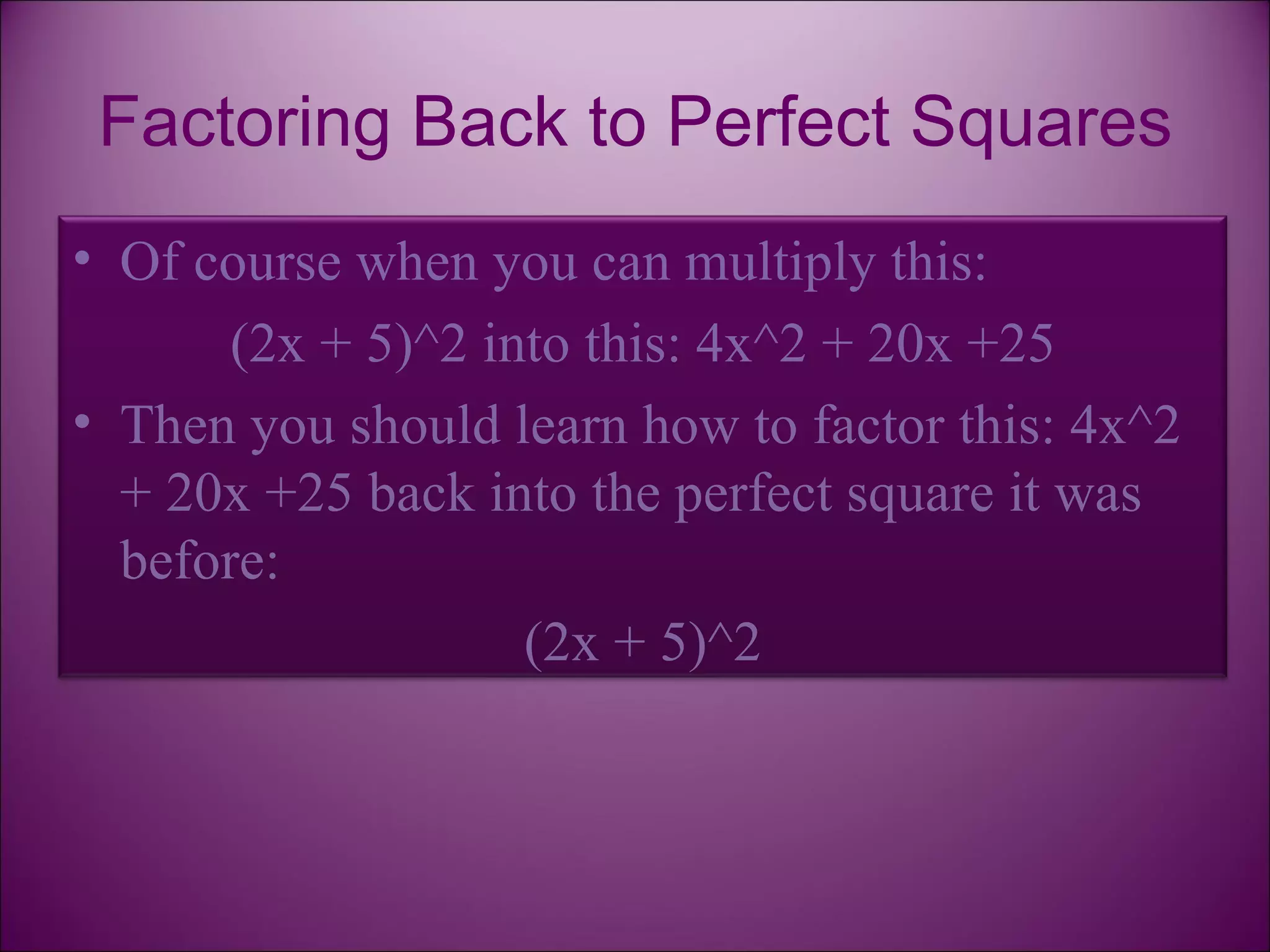Perfect Squares Ppt 
