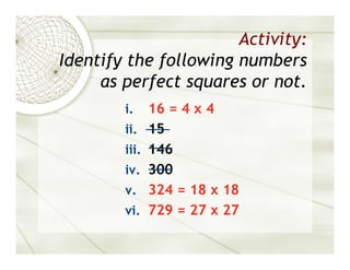 Perfect squaresandsquareroots (1) | PDF