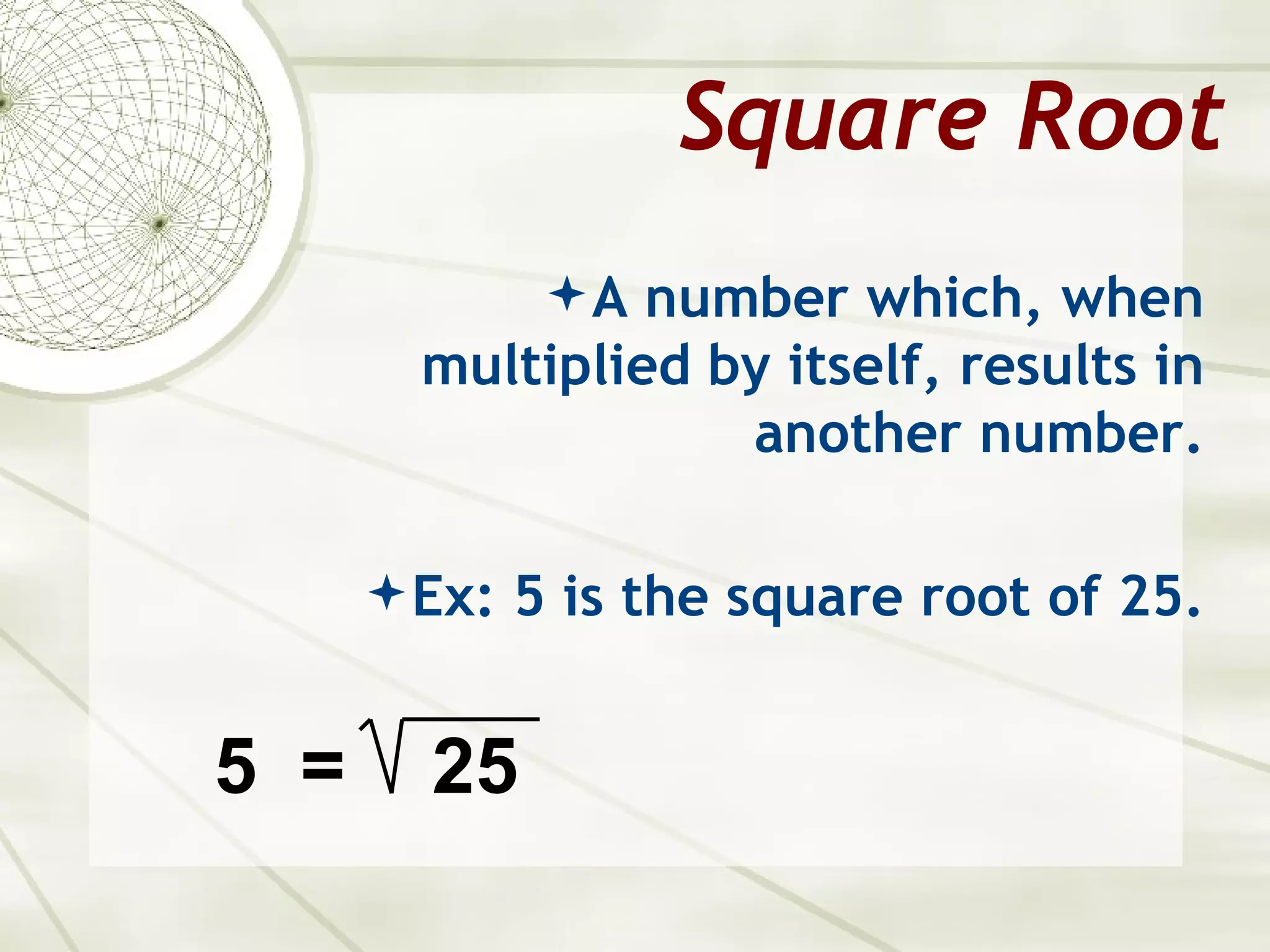 Perfect squares & square roots lesson 12 | PPT