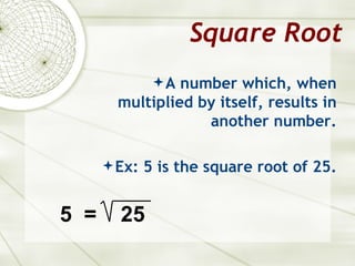 Perfect squares & square roots lesson 12 | PPT