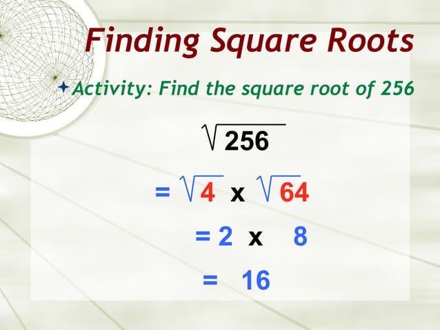 Perfect squares & square roots lesson 12 | PPT