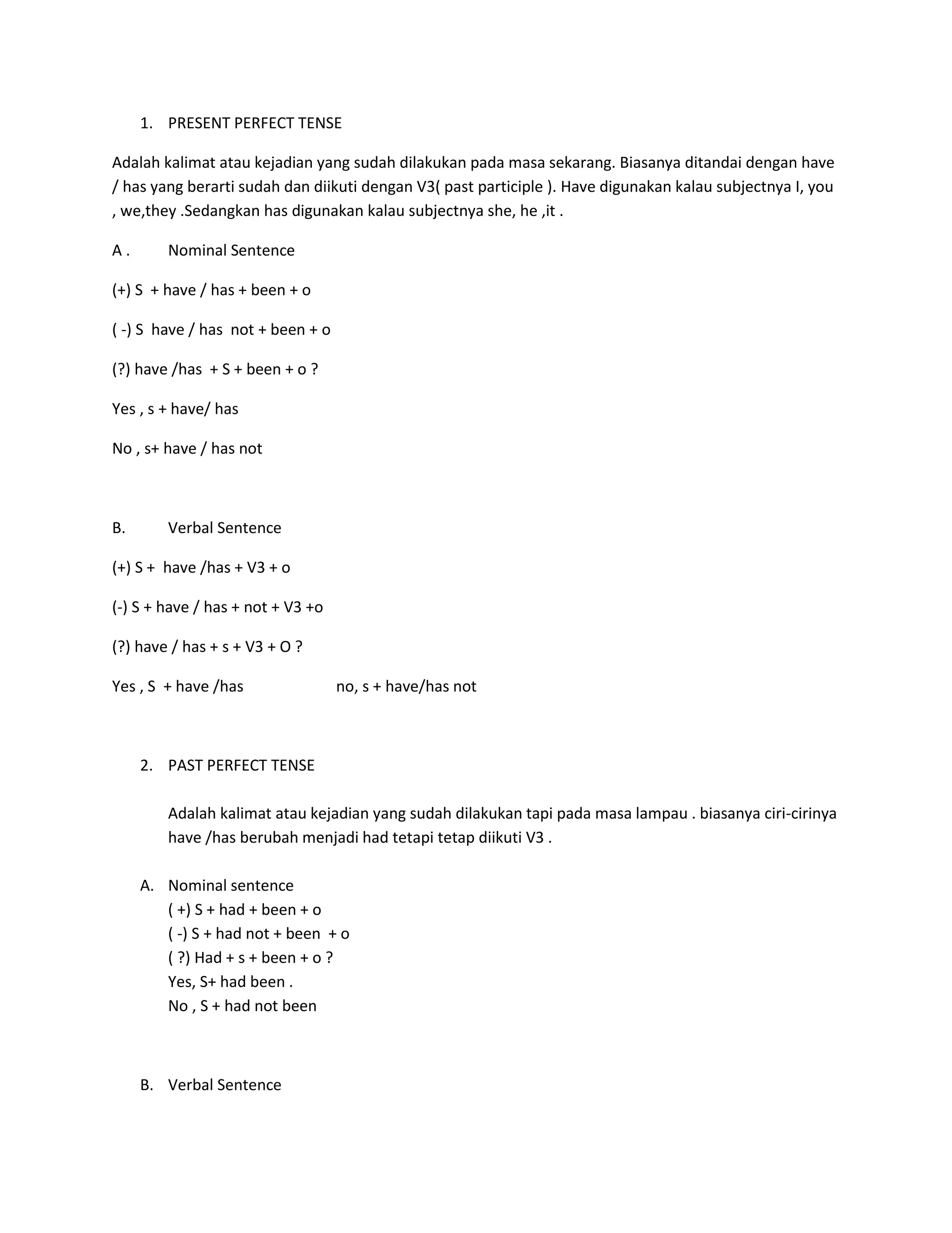 Perfect tense | DOCX