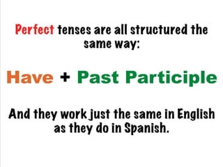 Perfect tenses in English (and how they compare to Spanish) | PPTX