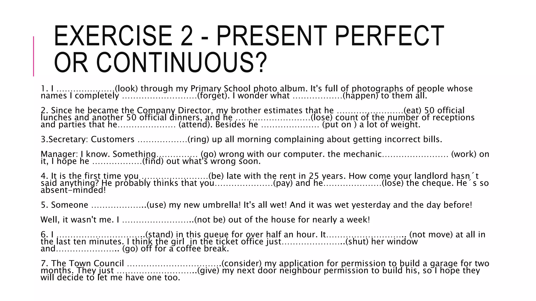 Perfect tenses practice english lab | PPTX