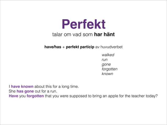 Perfekt och pluskvamperfekt | PDF