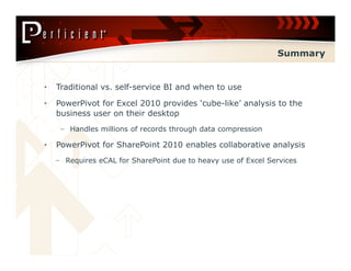 Perficient Self Service Business Intelligence with Power Pivot | PPT