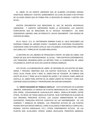 Perfil elaboración de jabón, shampoo y jarabe | DOC