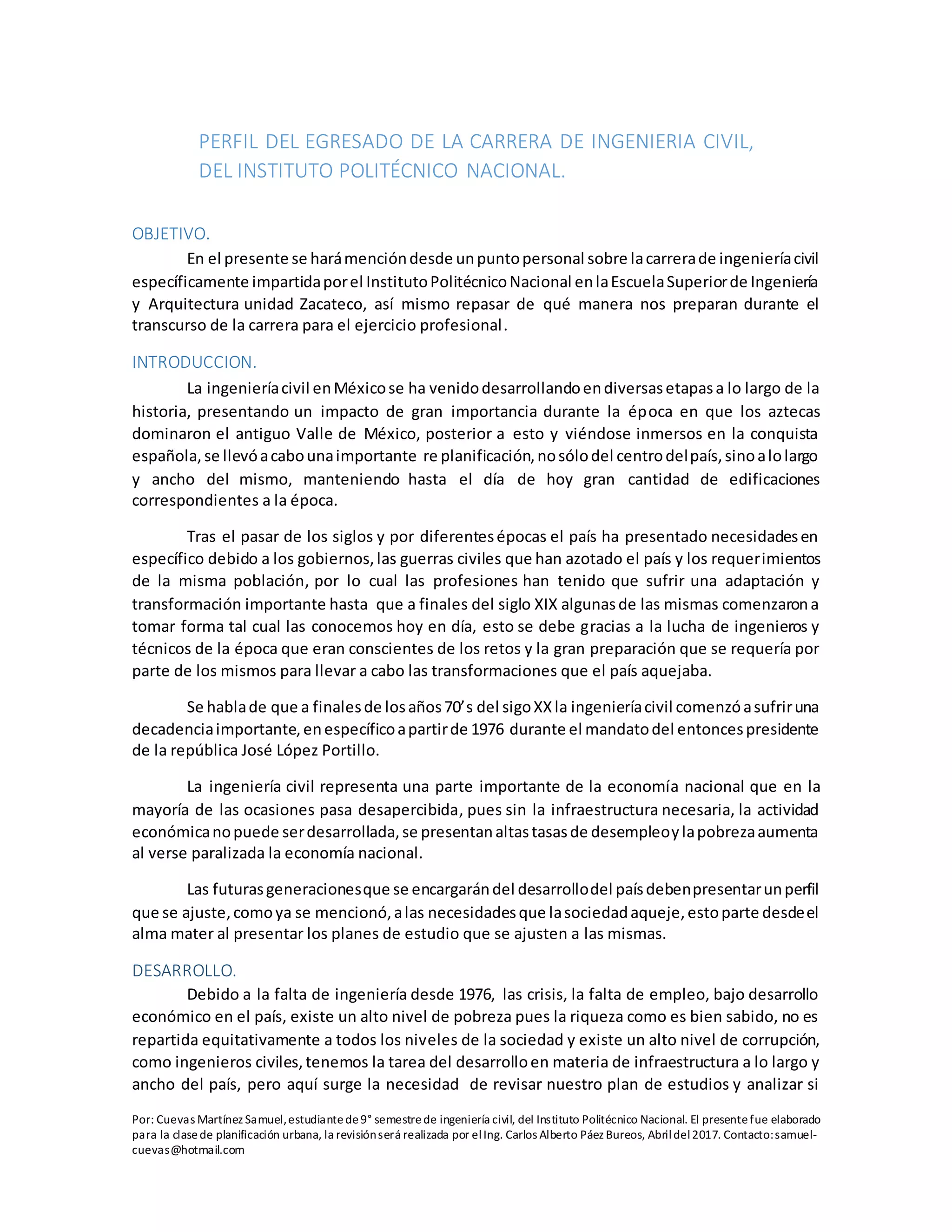 Perfil del egresado de ingenieria civil | DOCX