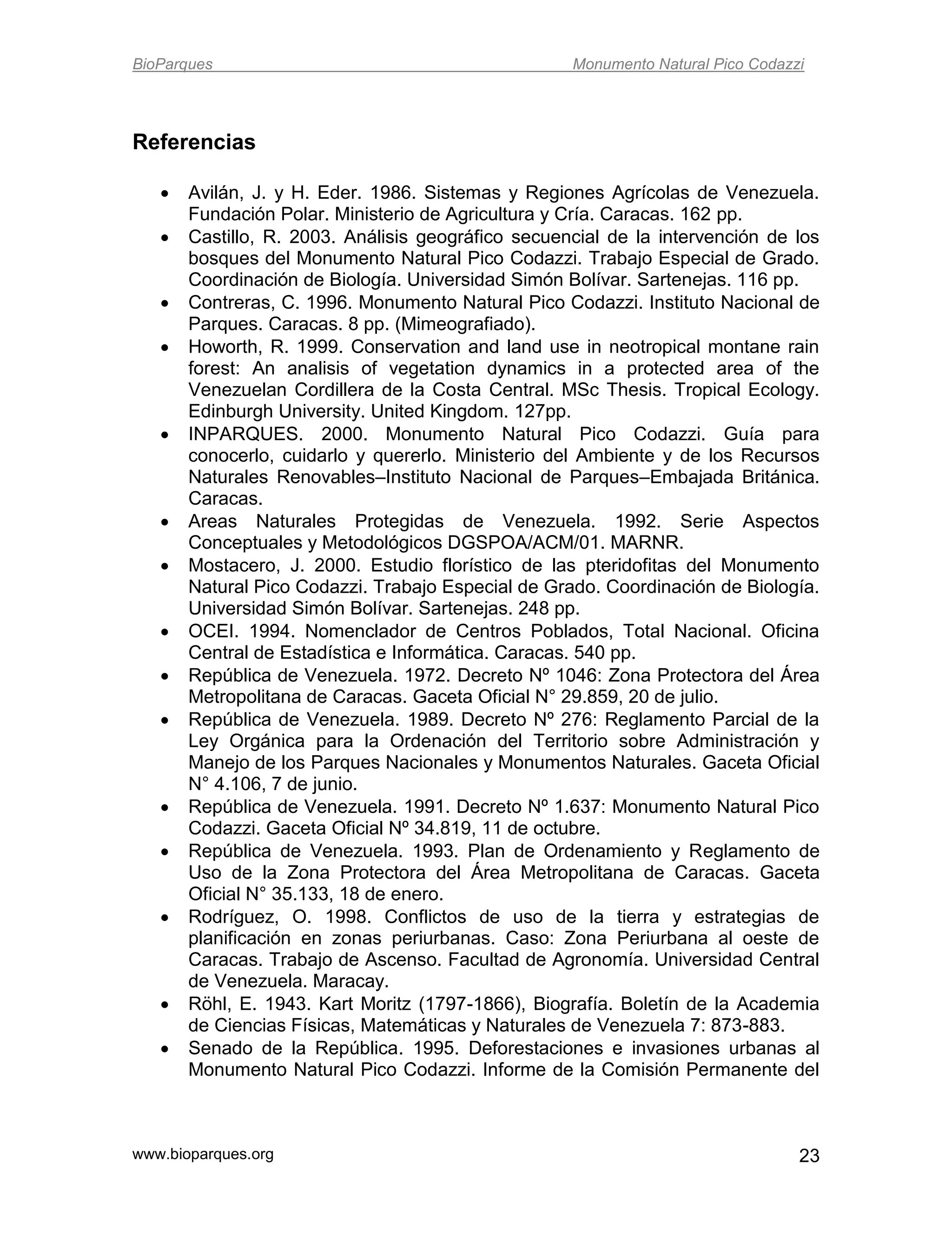 Monumento Natural Pico Codazzi (2003) | PDF