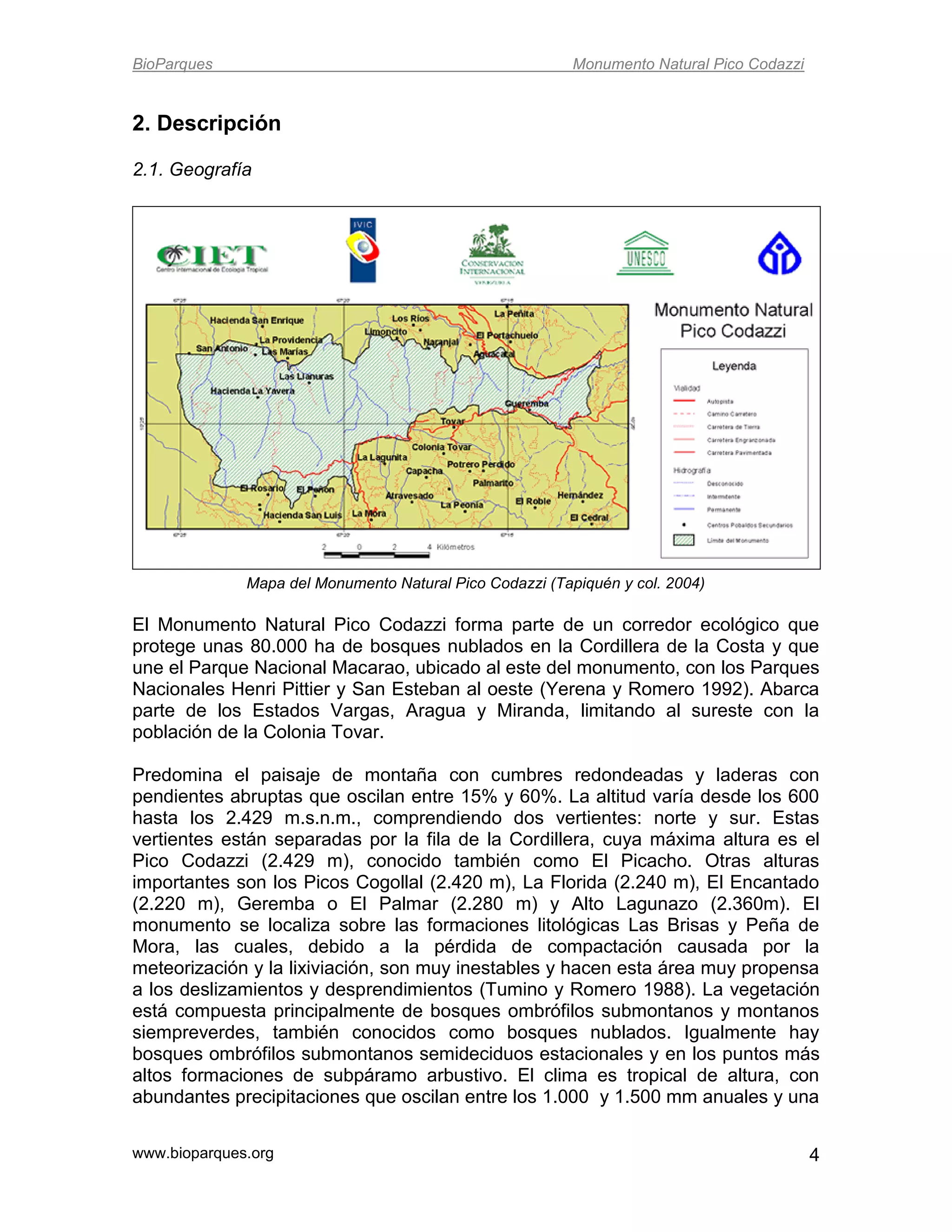 Monumento Natural Pico Codazzi (2003) | PDF