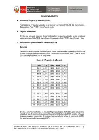 Perfil reemp puentes corredor vial nacional puno ii | PDF