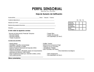 PERFIL SENSORIAL MODELO DUM. TALLER SENSORIAL | PDF