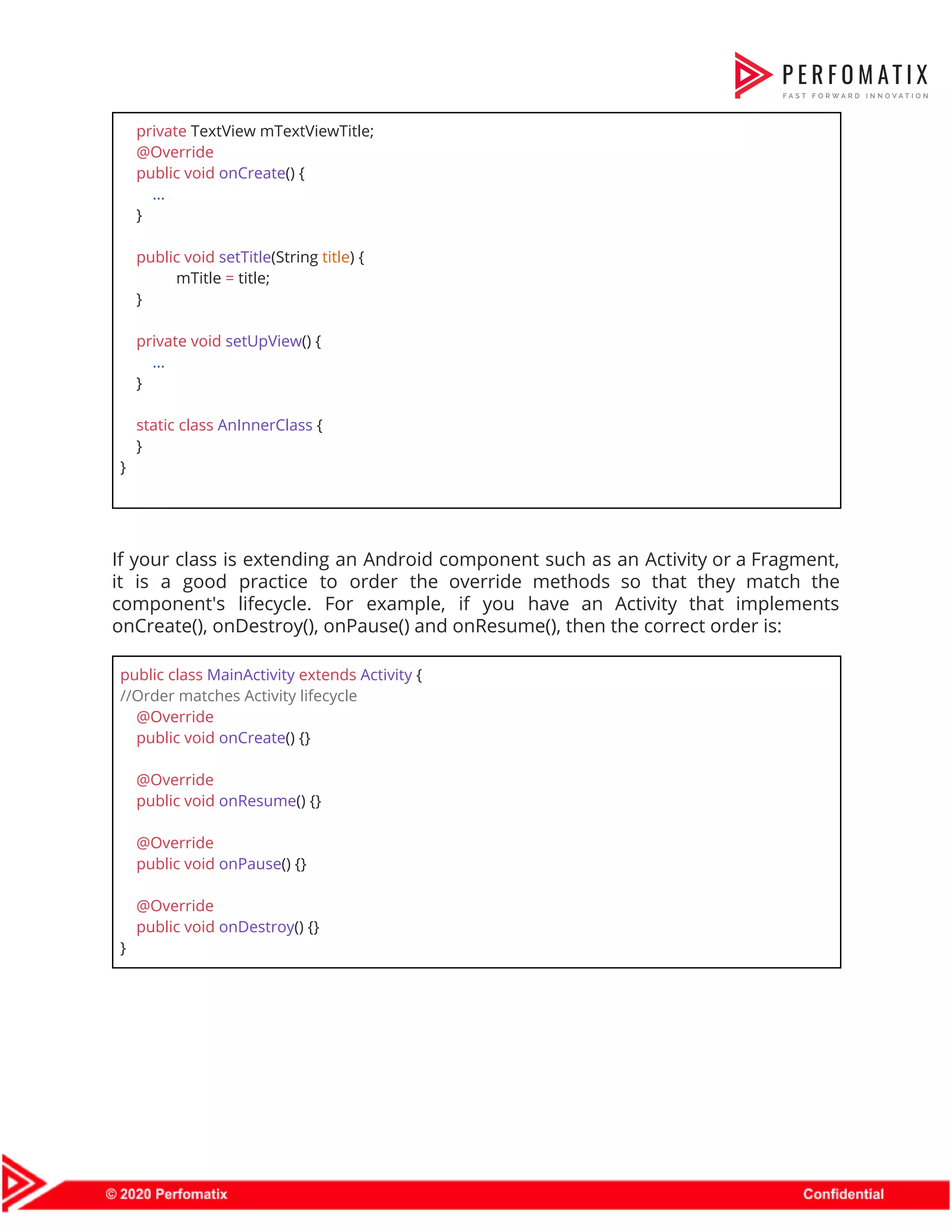 Perfomatix - Android Coding Standards | PDF