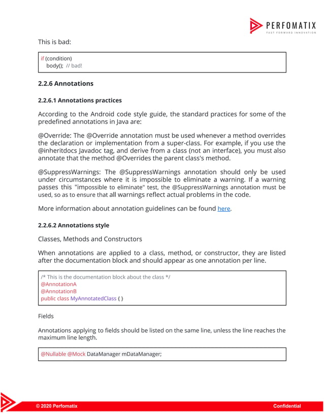 Perfomatix - Android Coding Standards | PDF