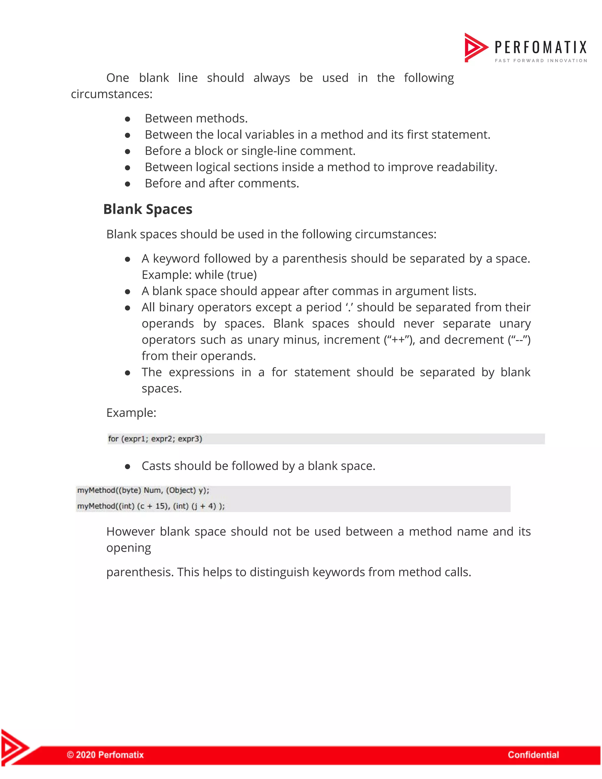 Perfomatix - Java Coding Standards | PDF