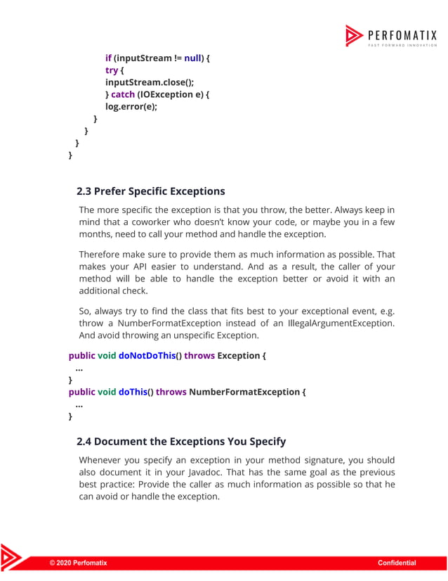 Perfomatix Java Coding Standards Pdf