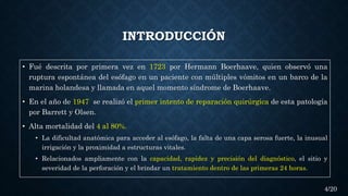 Manejo quirúrgico de la Perforacion esofagica | PPTX