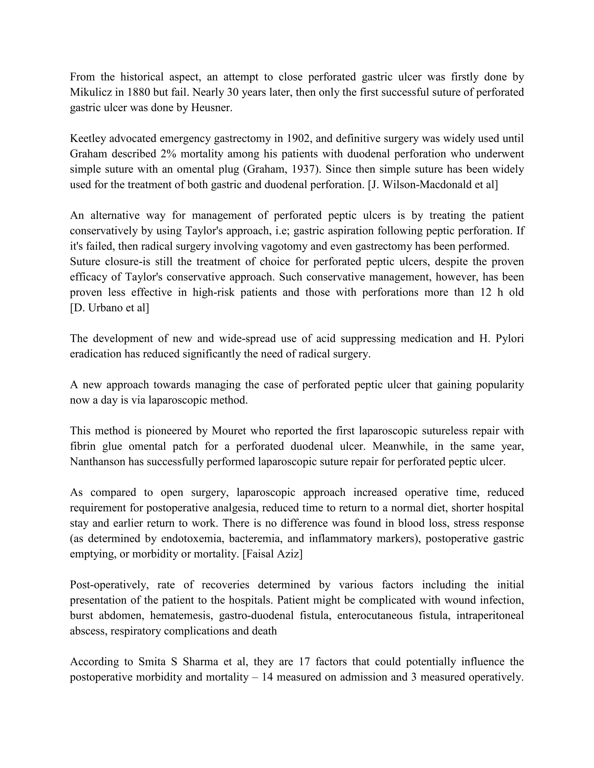 Perforated Peptic Ulcer Discussion | PDF