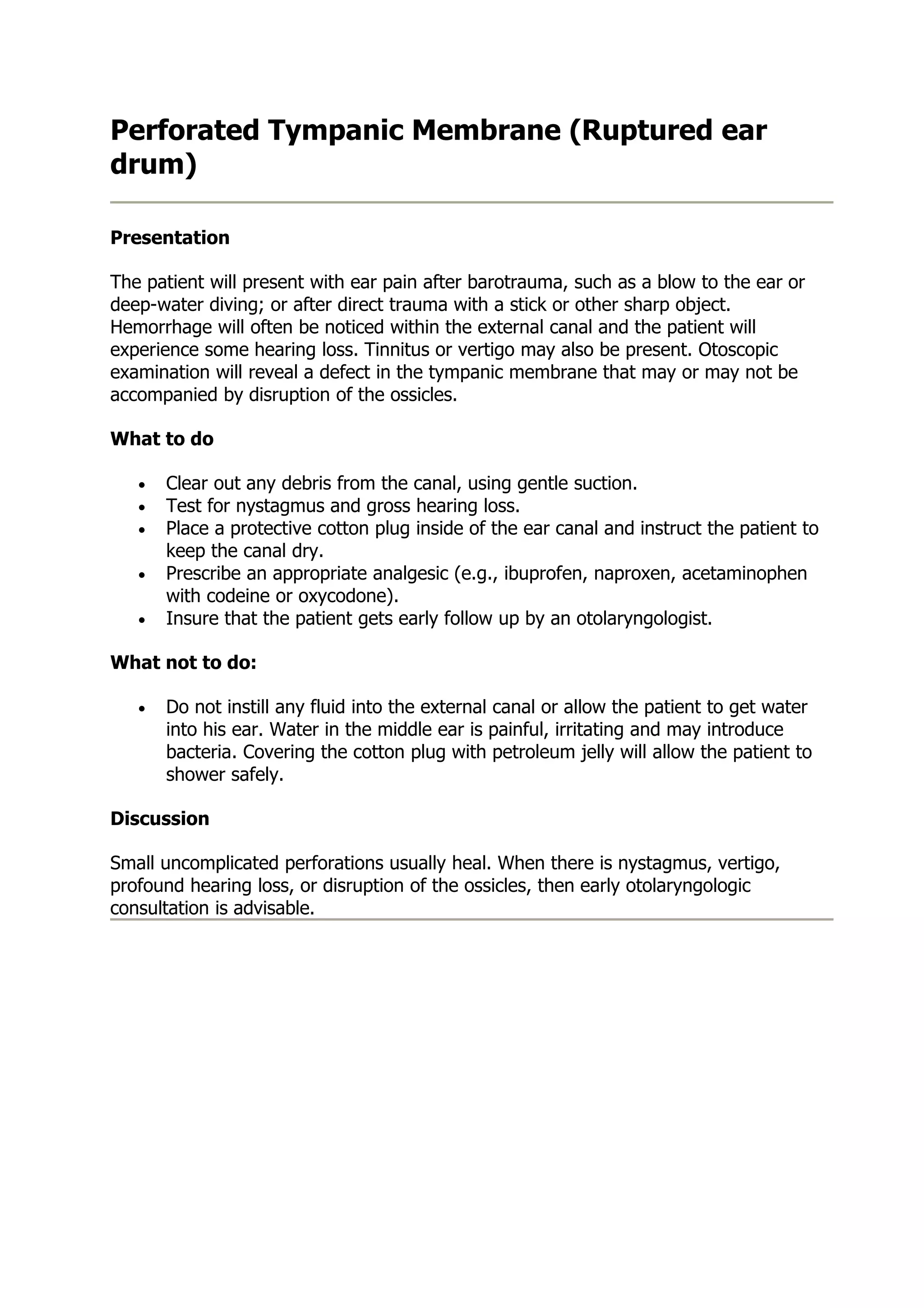 Perforated Tympanic Membrane | DOC